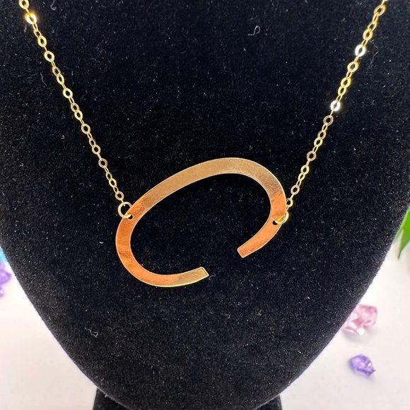 Jewelry | 18k Solid Gold Letter Centered Necklace C | Poshmark